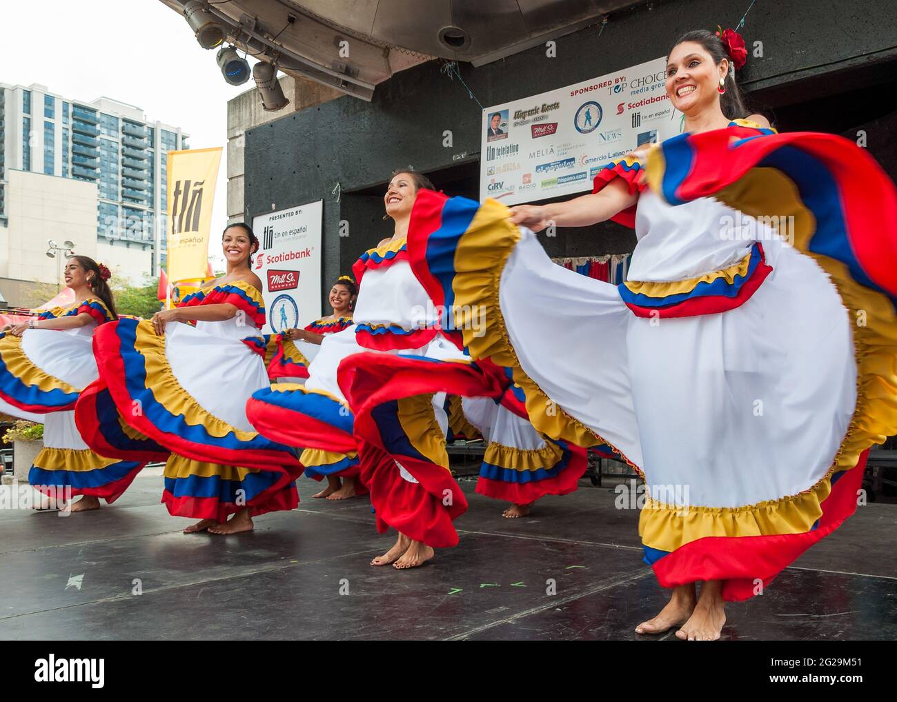 Colombian cumbia performers during the Hispanic Fiesta in Mel Lastman's ...