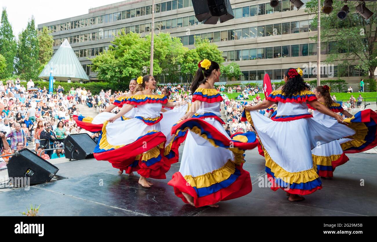 Colombian cumbia performers during the Hispanic Fiesta in Mel Lastman's ...