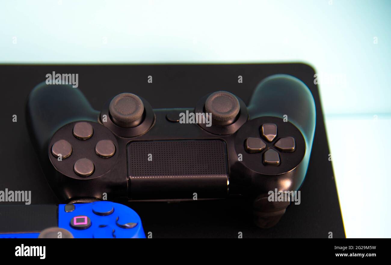 Modern and wireless electronic game controllers. Video game control ...