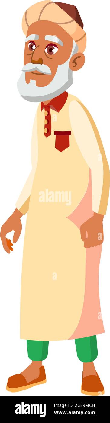 islamic old man looking at exhibit in museum cartoon vector Stock ...