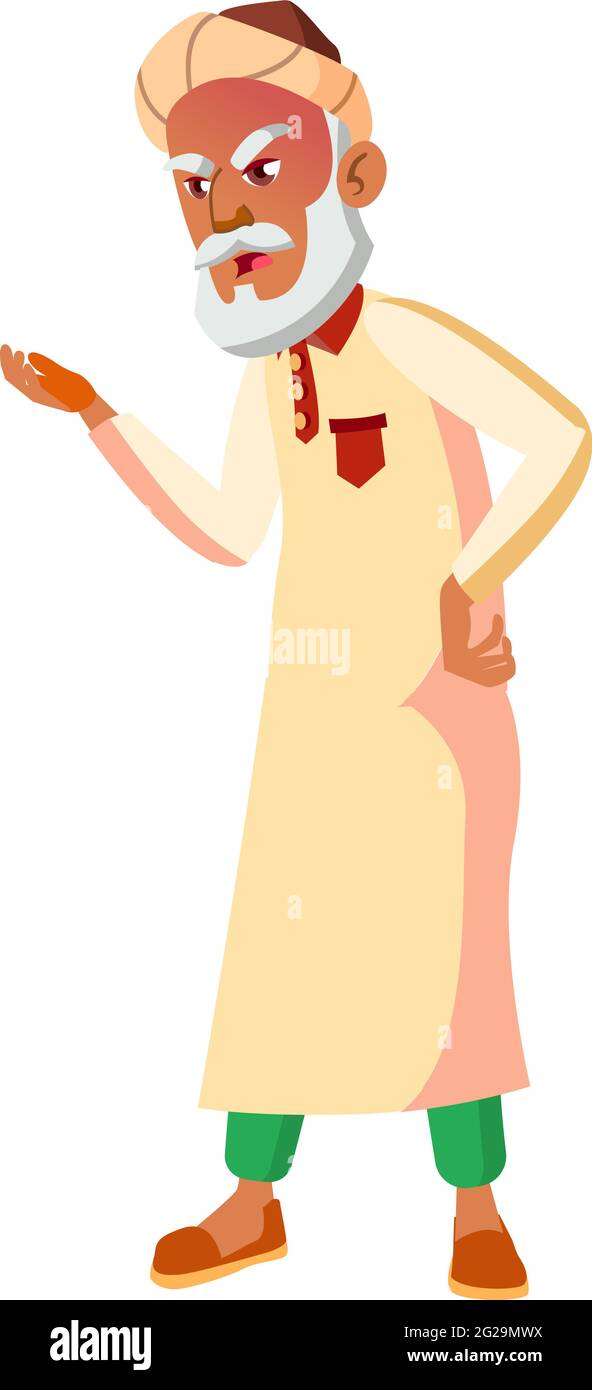 angry islamic grandmother quarrel at son cartoon vector Stock Vector ...