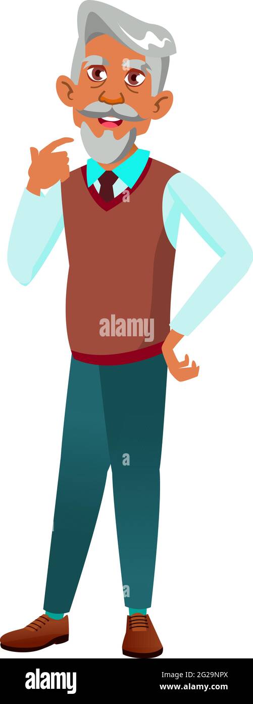 hispanic elderly man professor talking with assistant cartoon vector ...