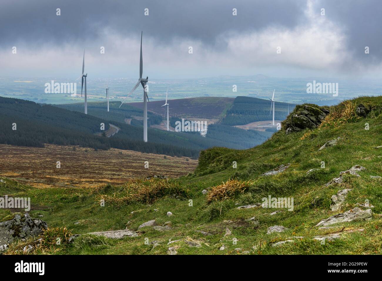 Raheenleagh windfarm covered by clouds. View from Croghan mountain ...
