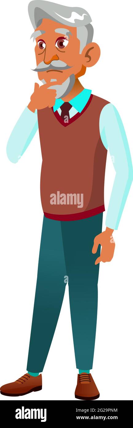 aged man professor thinking about problem cartoon vector Stock Vector ...