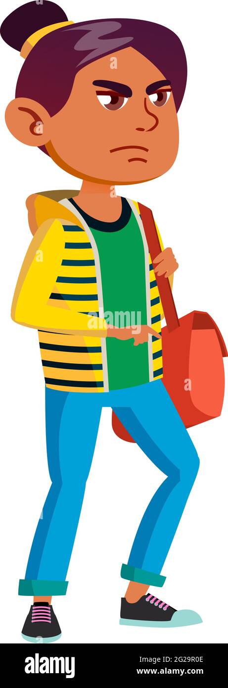 angry girl walking with bag cartoon vector Stock Vector Image & Art - Alamy
