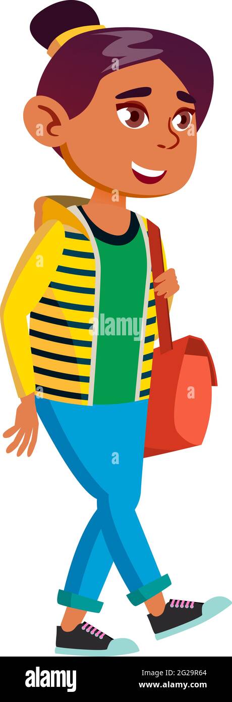 happy girl teenager walking in park cartoon vector Stock Vector Image ...