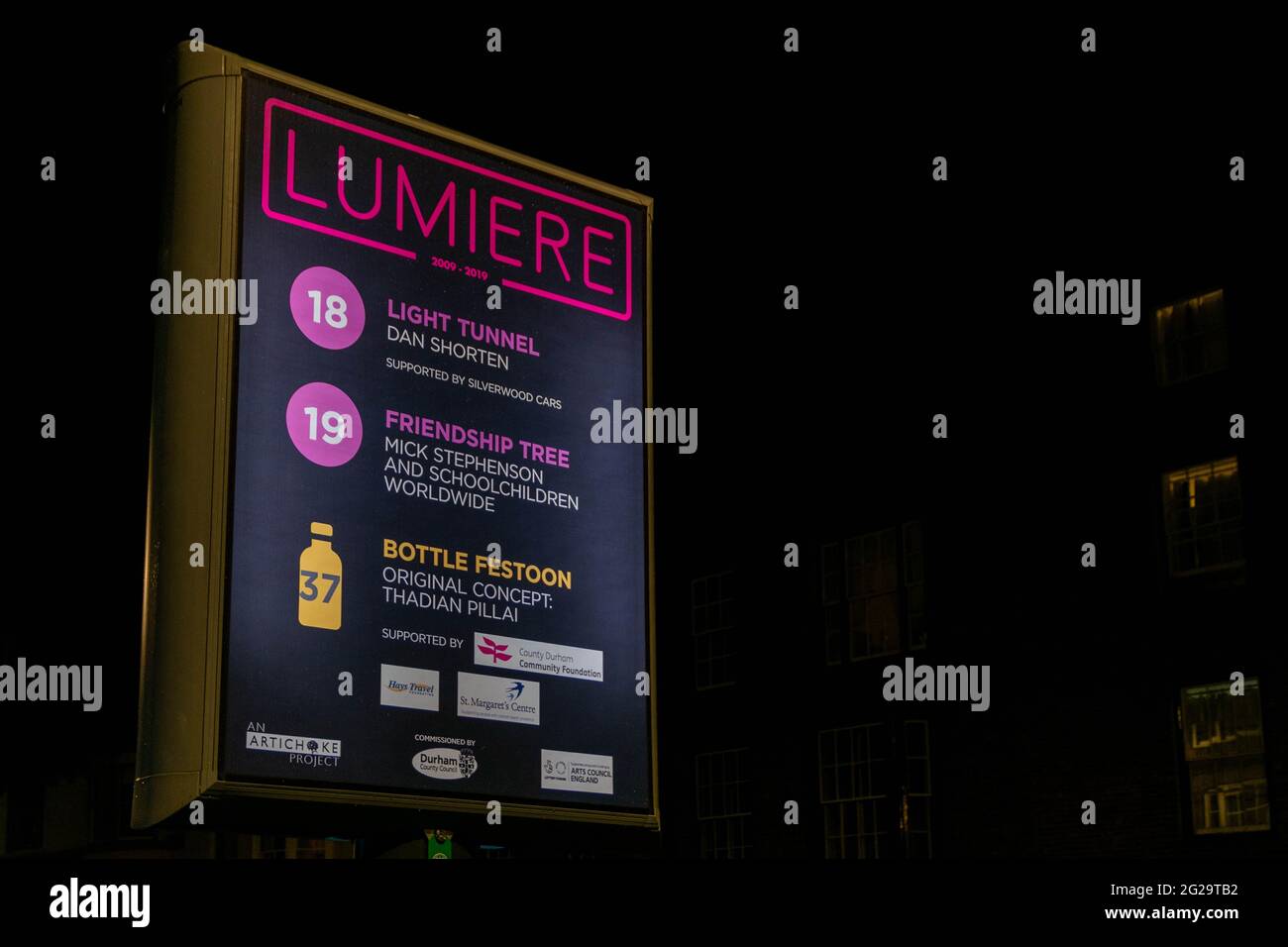 Durham Lumiere Light Show in city Centre, Durham, United Kingdom Stock ...