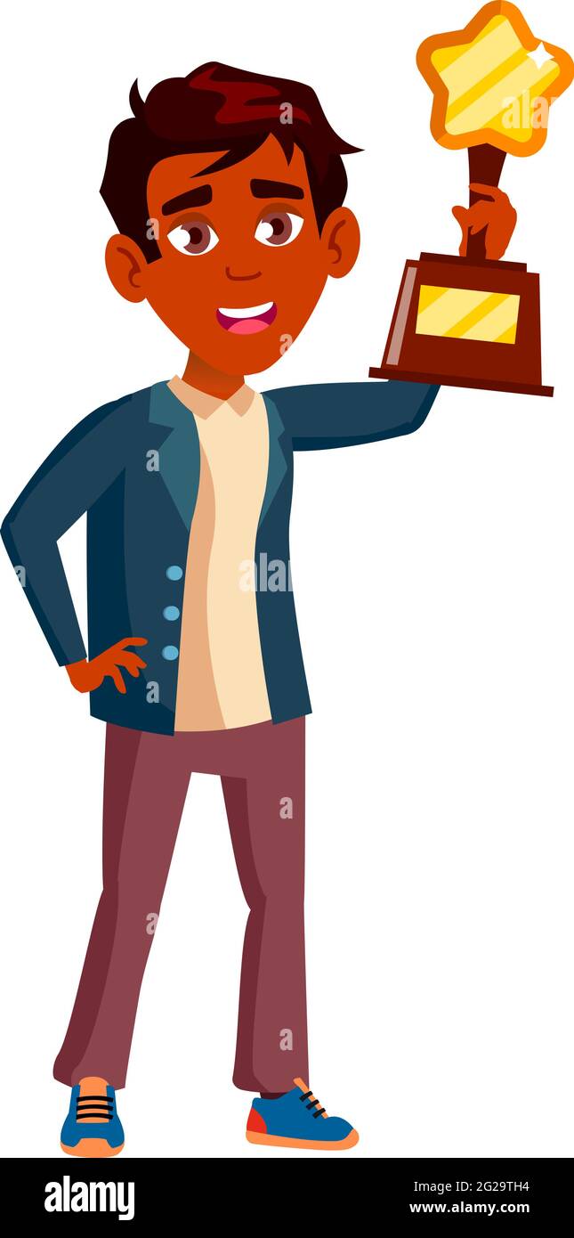 happy boy student holding award cartoon vector Stock Vector Image & Art ...