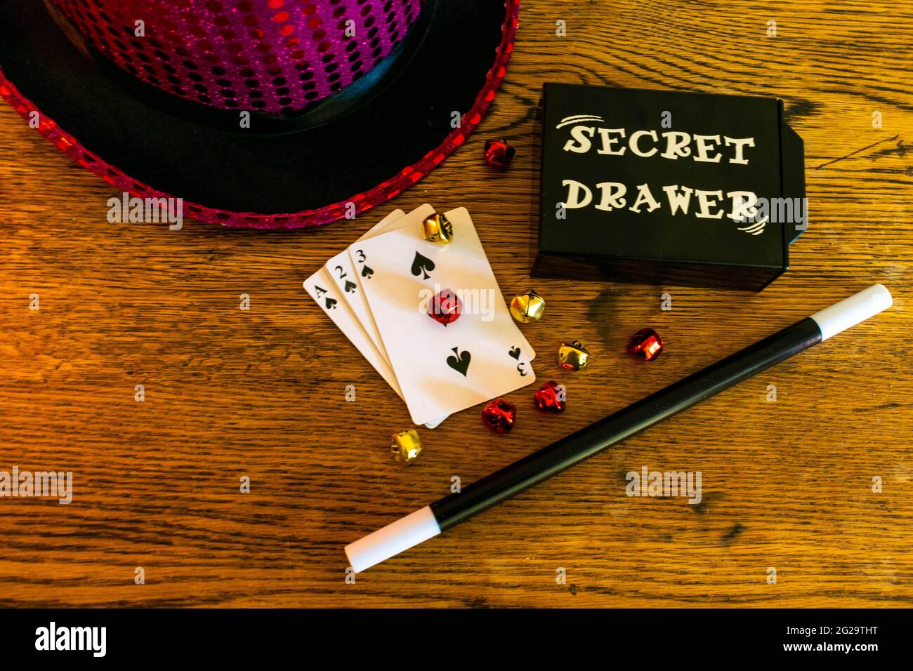 Magic show magicians trick concept background. Children's magic box ...