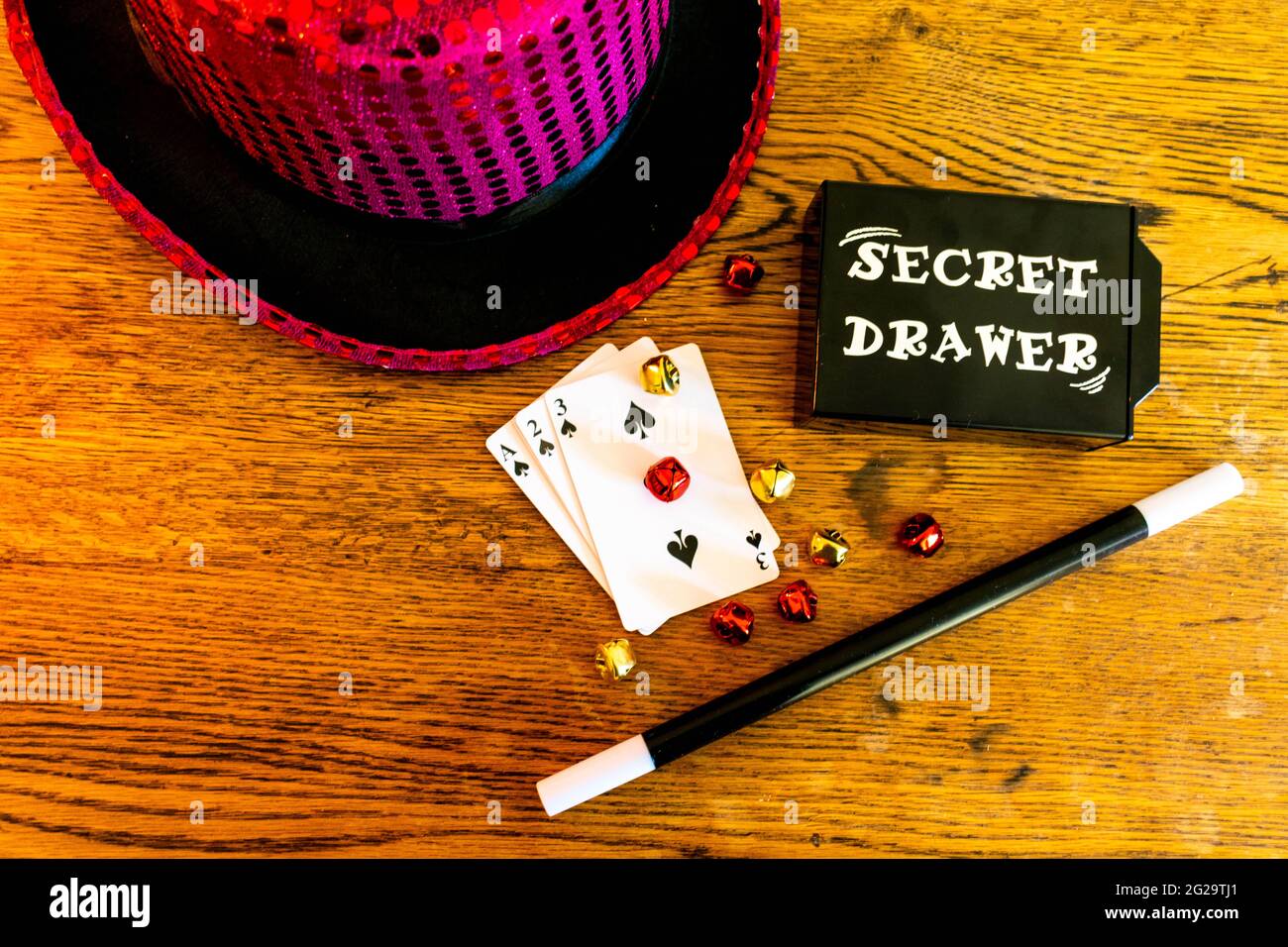 Magic show magicians trick concept background. Children's magic box ...