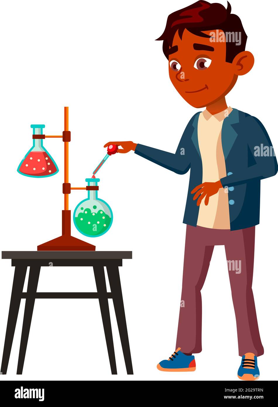 boy schoolboy making laboratory experiment cartoon vector Stock Vector ...
