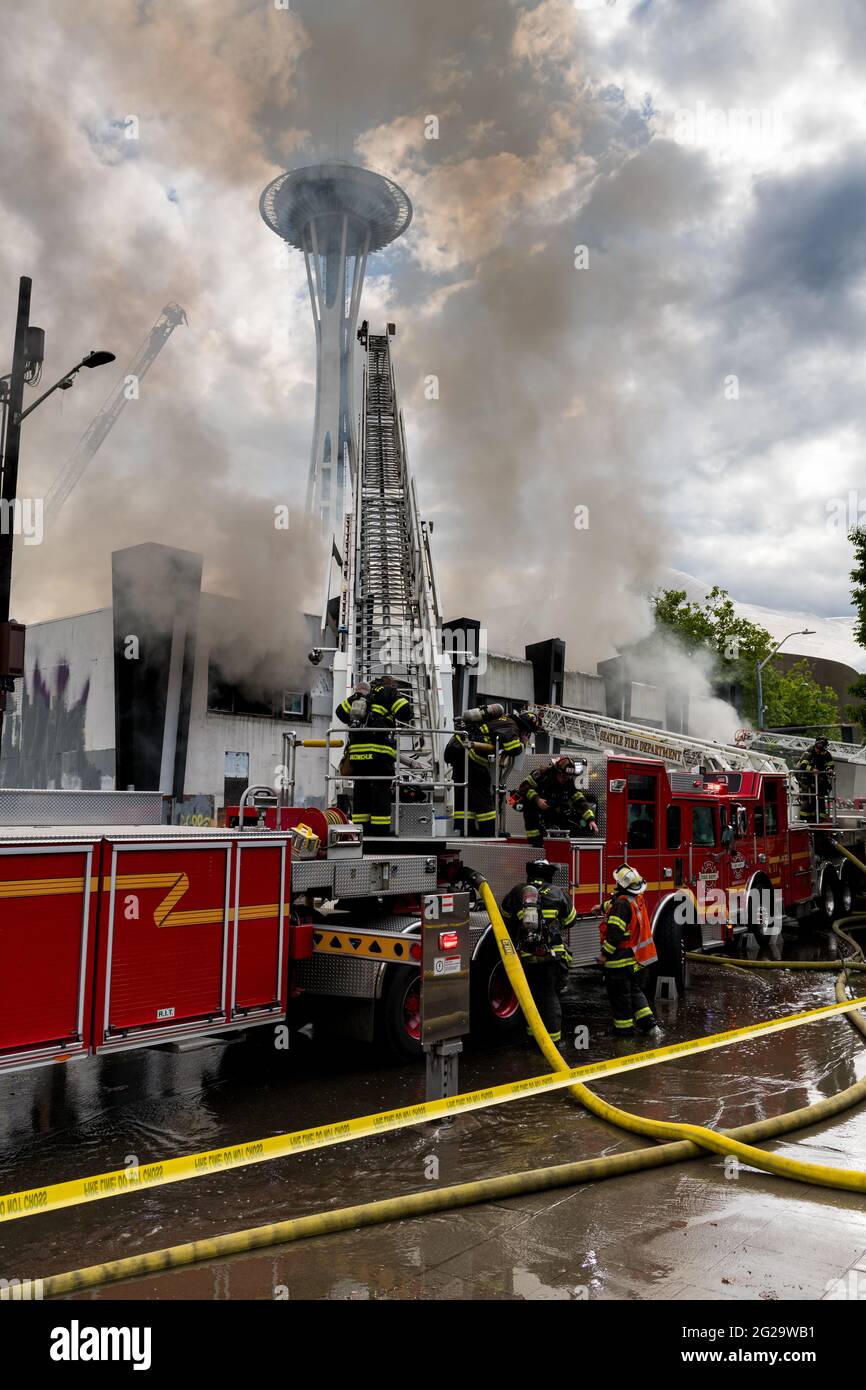 Seattle, USA. 8th Jun, 2021. Seattle Fire Department responding to a ...