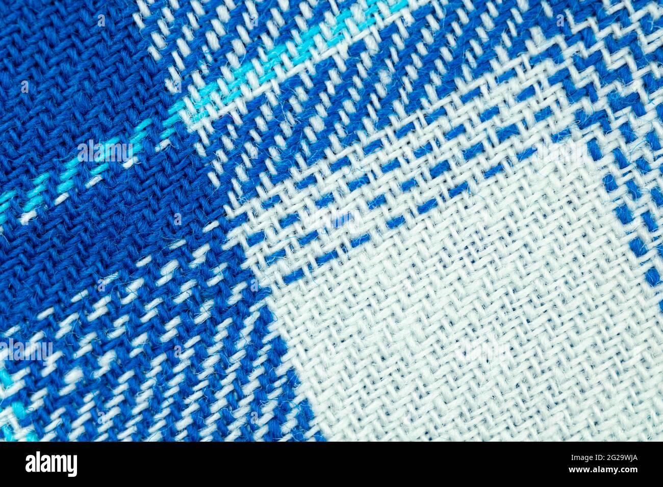 Blue fabric texture and pattern background, cotton checkred textile ...