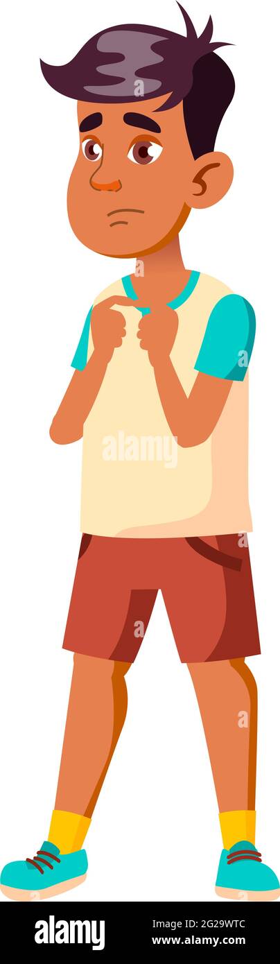 guilty boy touch fingers cartoon vector Stock Vector Image & Art - Alamy