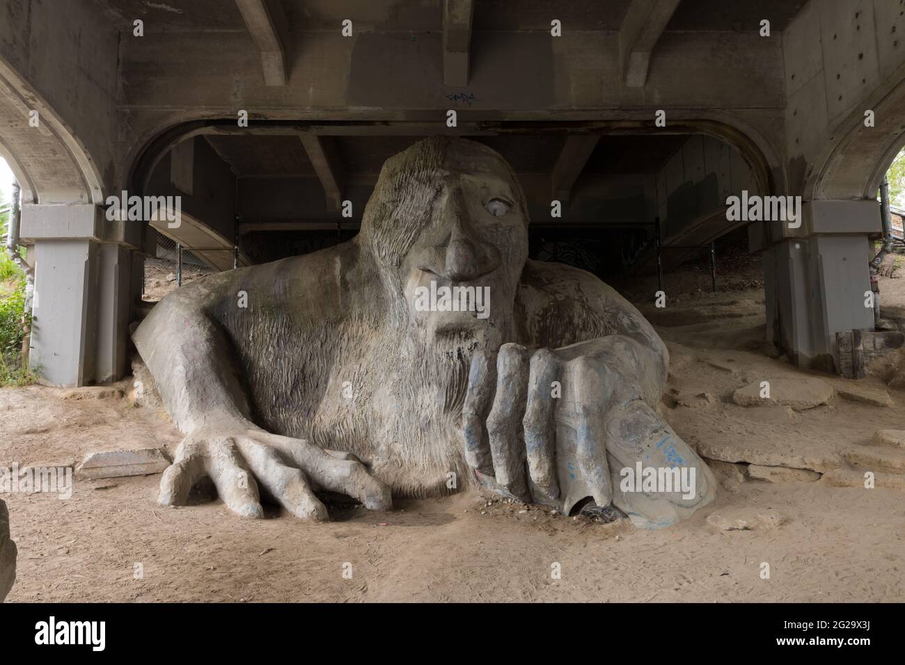 Seattle, USA. 24Th May, 2021. HDR of the Fremont Troll under the Aurora ...