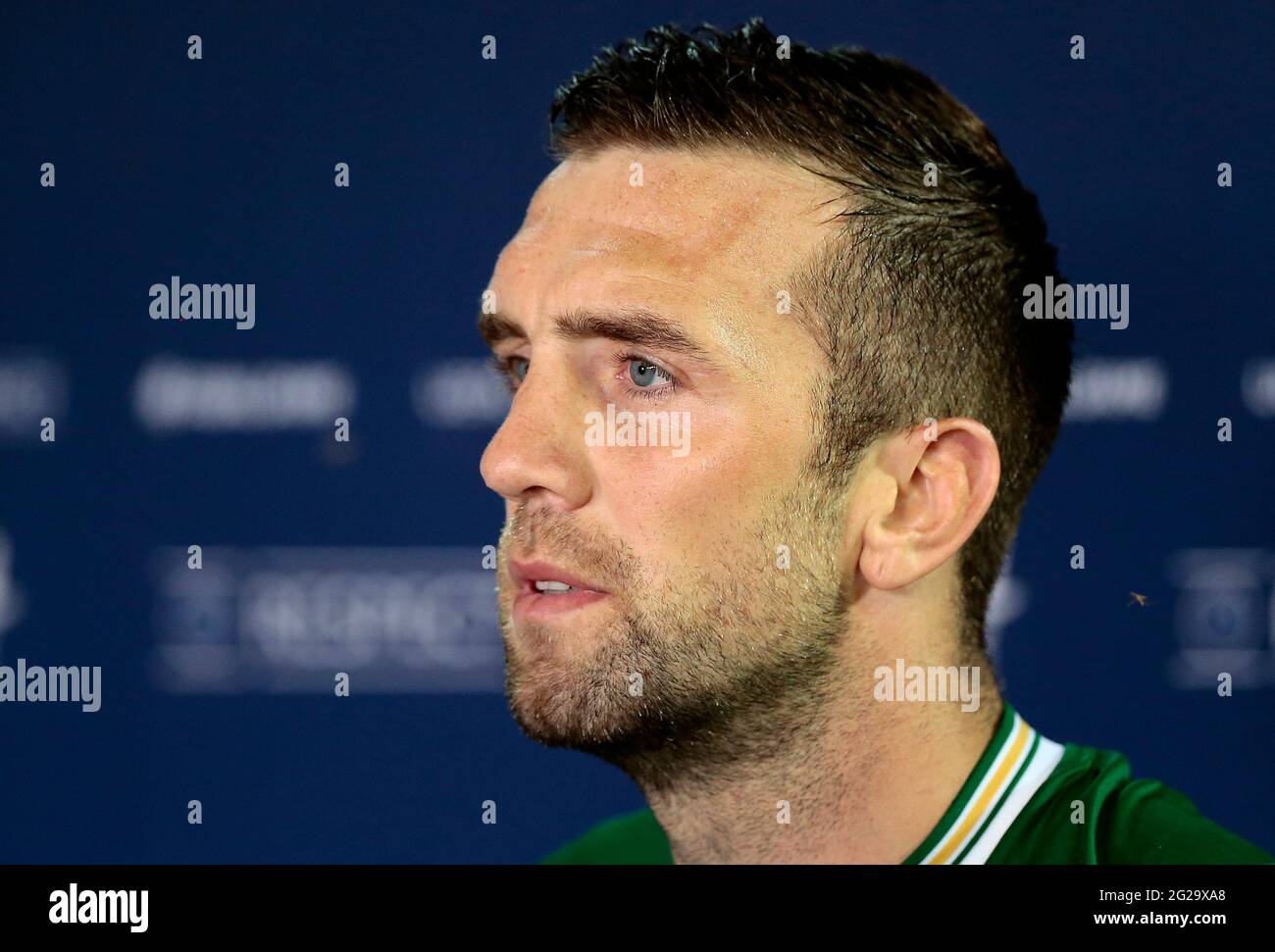 Republic of Ireland's Shane Duffy is interviewed after the ...