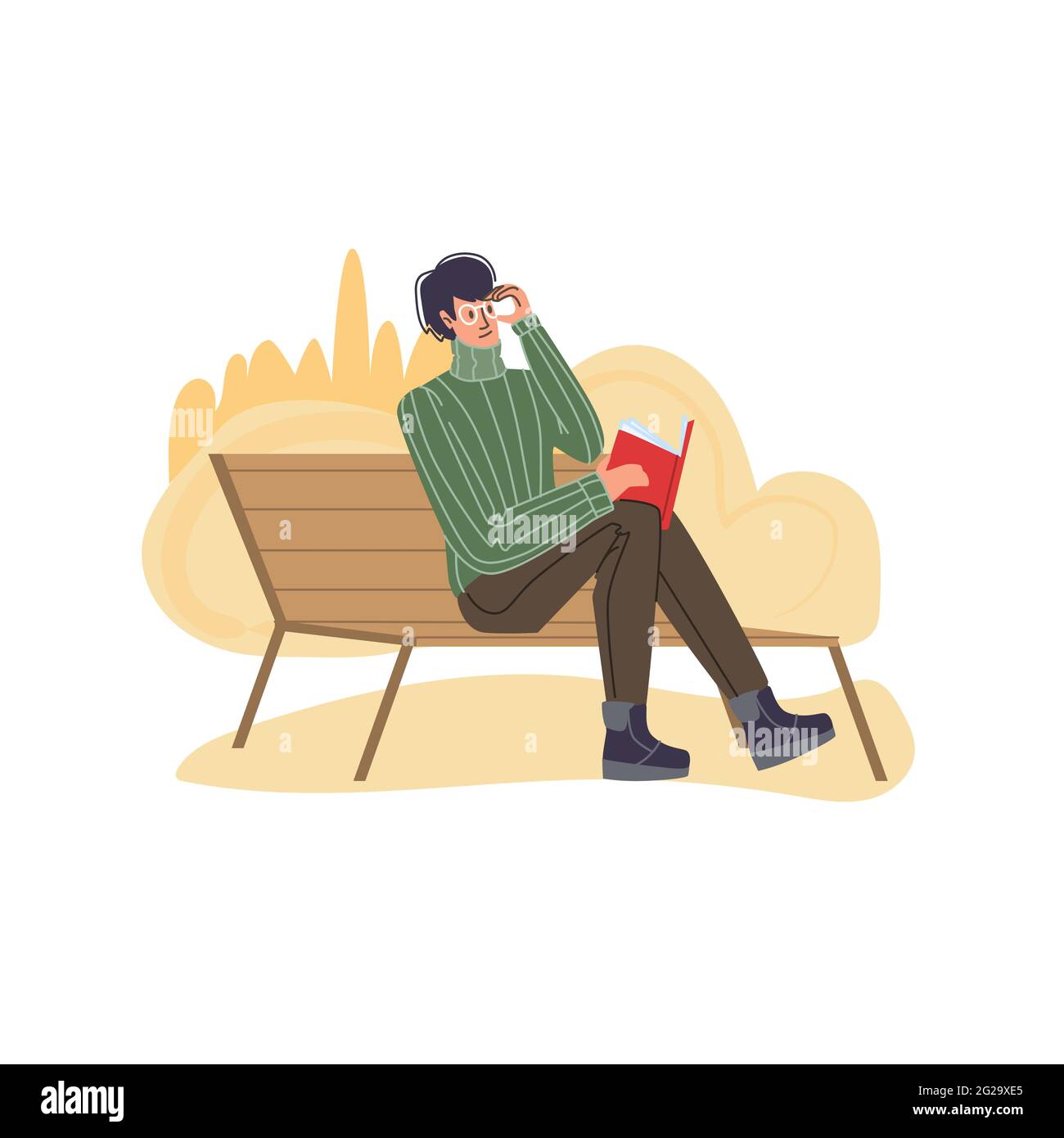 Flat cartoon character in summer season vector illustration concept ...