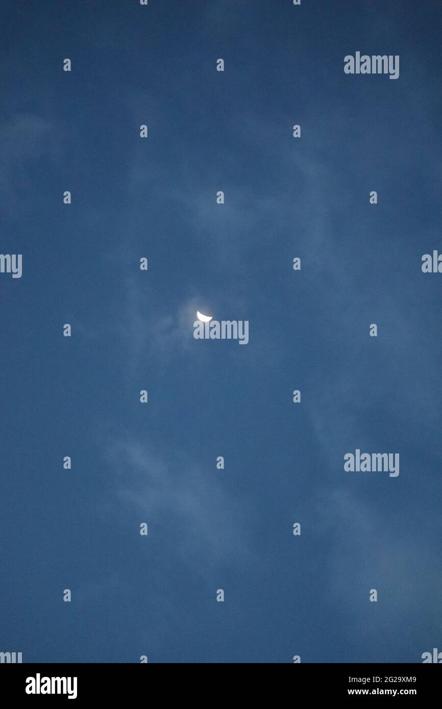 Aesthetic Moon .Morning view of a half moon Stock Photo - Alamy