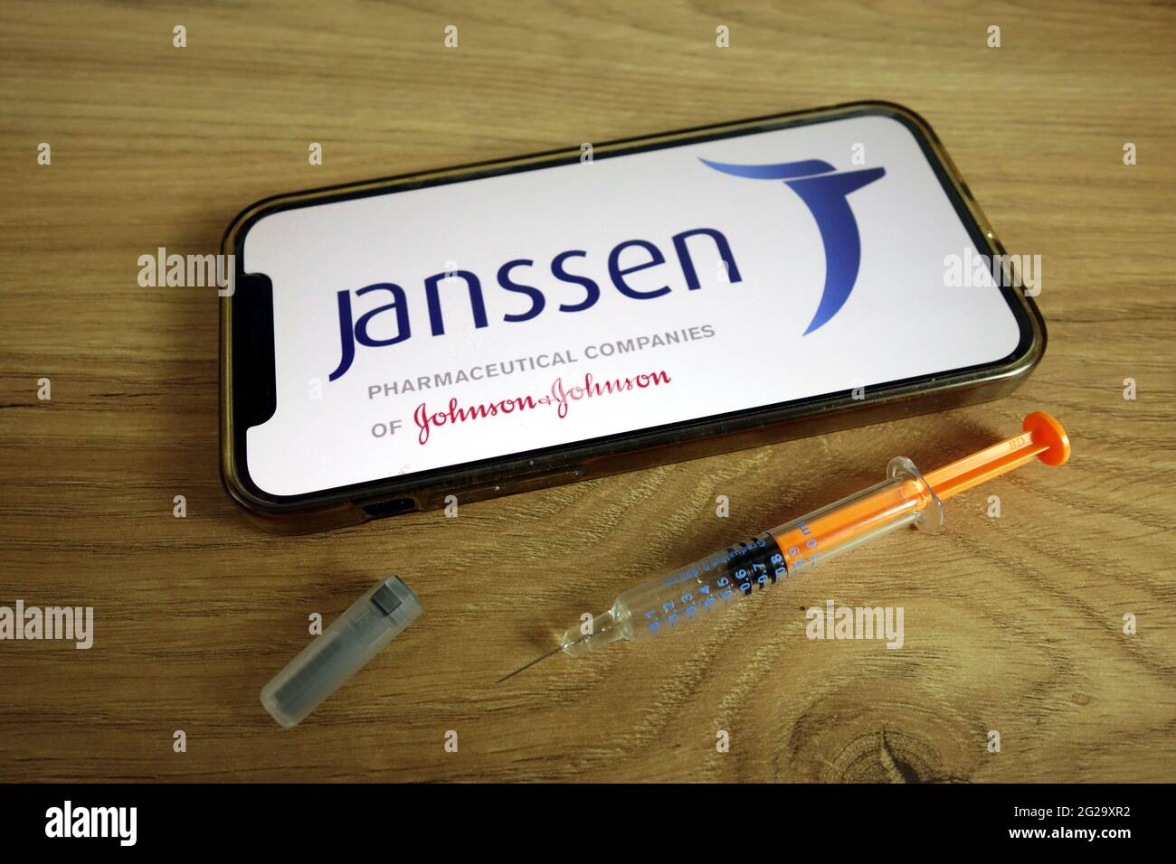 KONSKIE, POLAND - June 9, 2021: Janssen Pharmaceuticals company logo ...