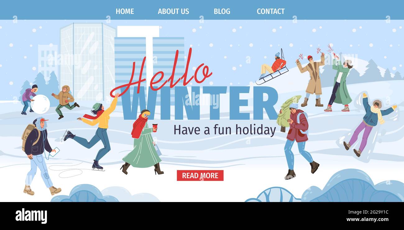 Flat cartoon characters happy holidays vector illustration concept ...
