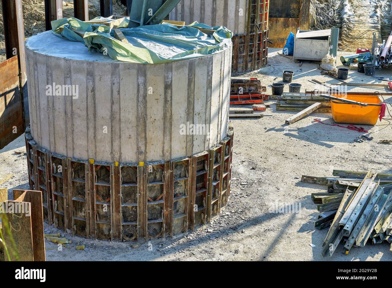 High voltage pylon, maintenance, foundation works and reinforcement ...