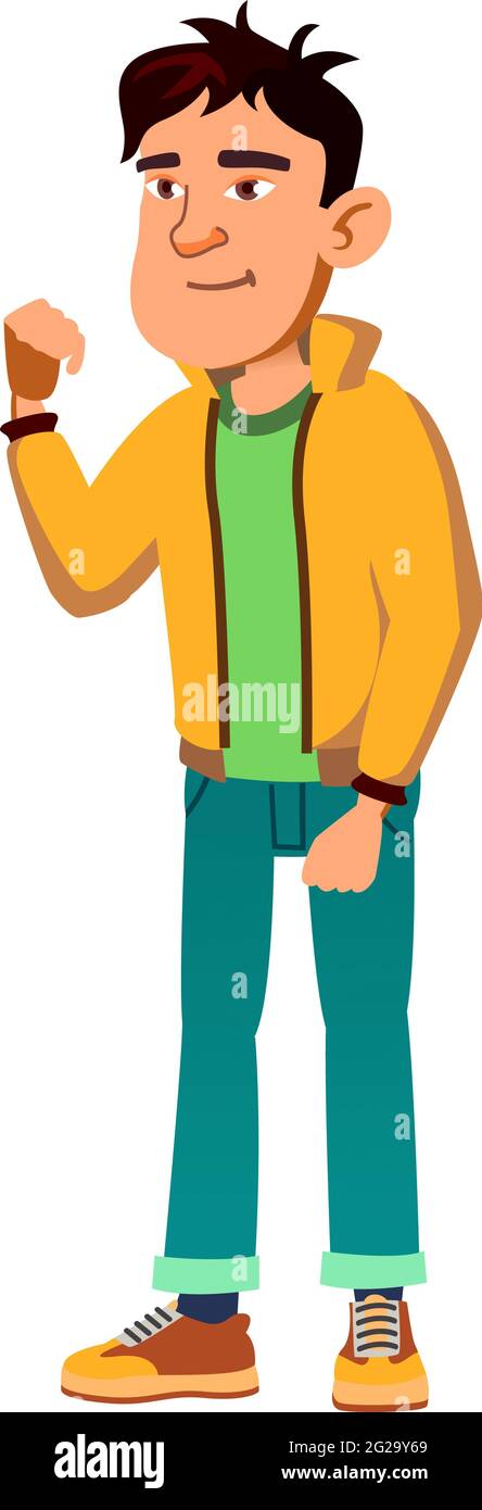 smiling boy beckoning with hand cartoon vector Stock Vector Image & Art ...
