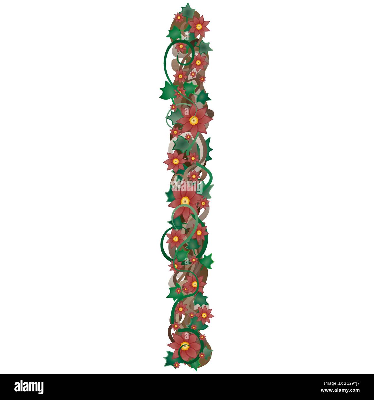 Weaving plants vertical garland. Red flowers wreath Stock Vector Image ...