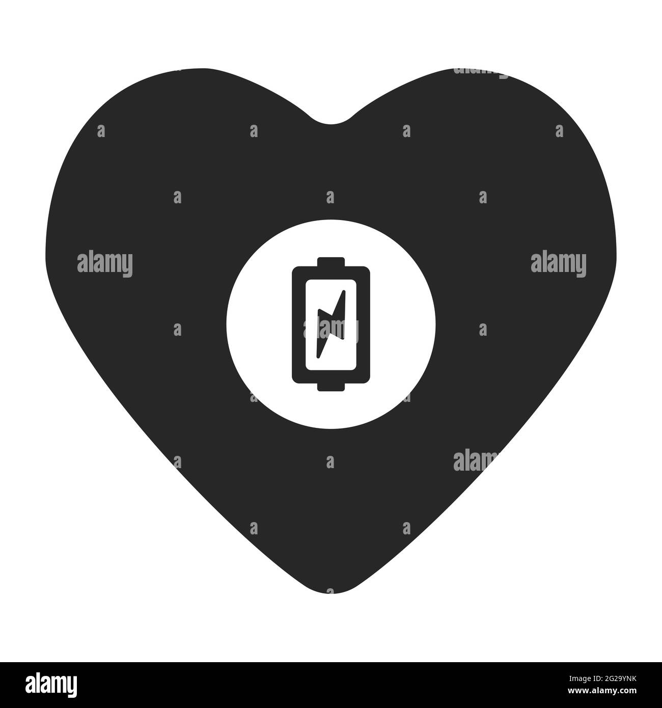 black heart with charging battery, flat style, icon Stock Vector Image ...