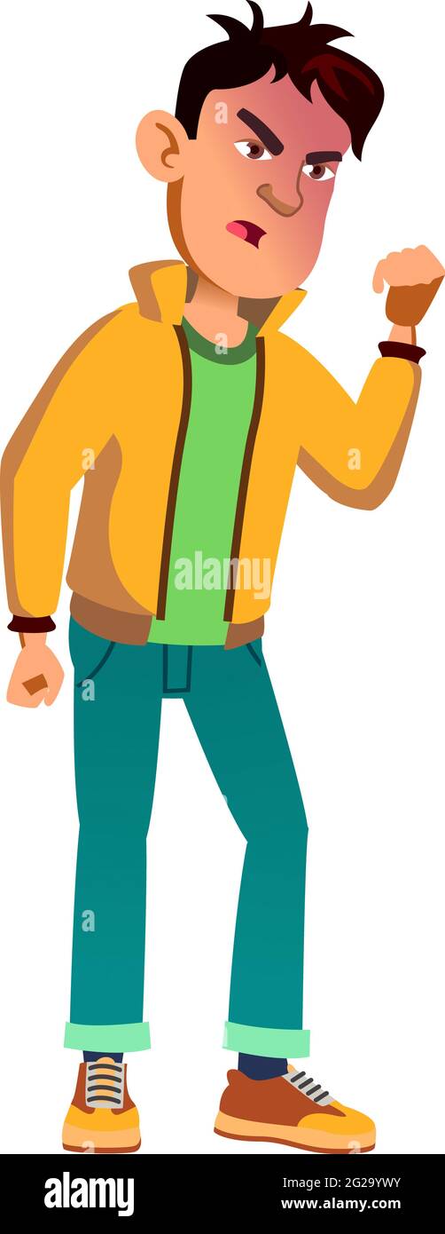 fierce boy student showing fist cartoon vector Stock Vector Image & Art ...