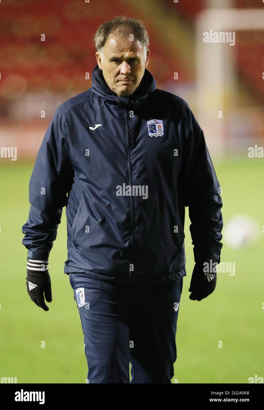 Barrow coach Neil McDonald during the Sky Bet League Two match at Banks ...