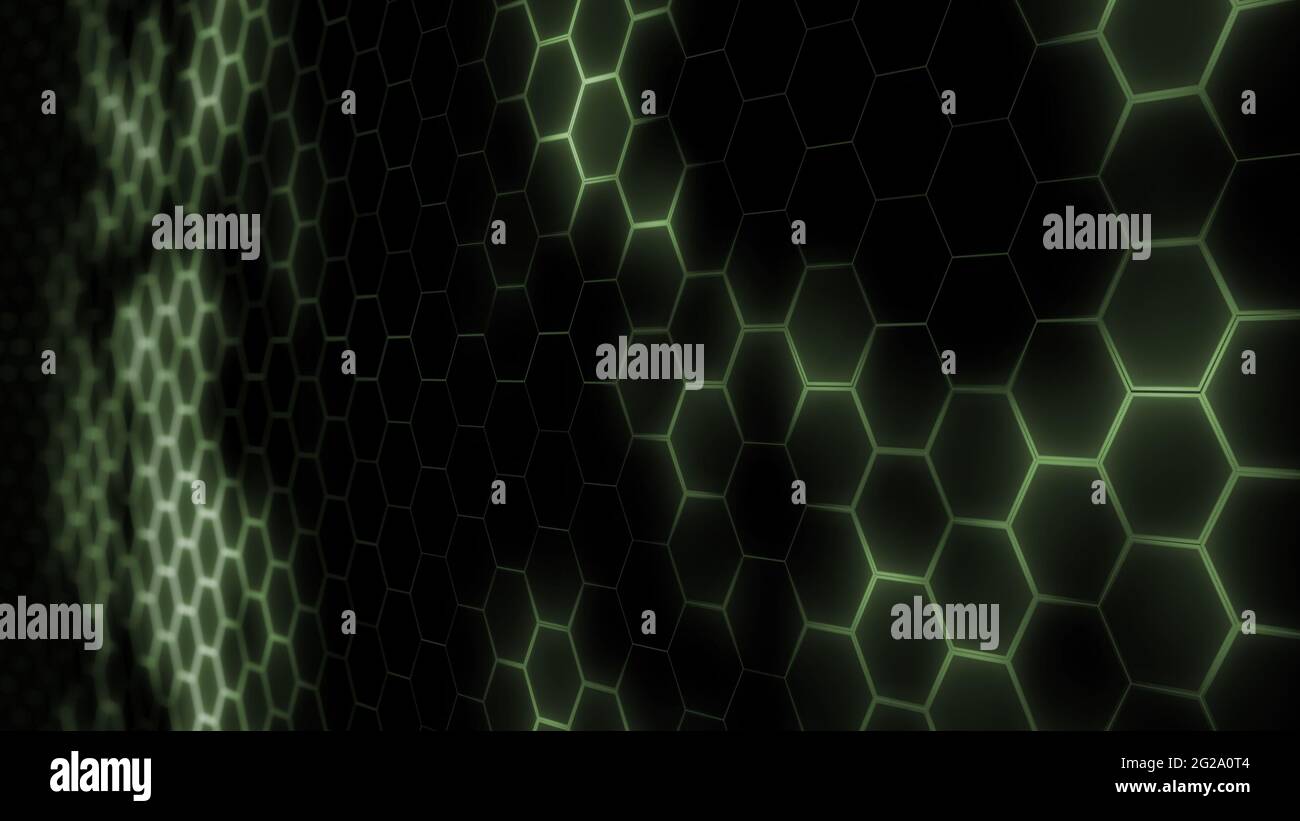 3D rendering of abstract futuristic hexagonal mesh with light effects. Can be used as a ...