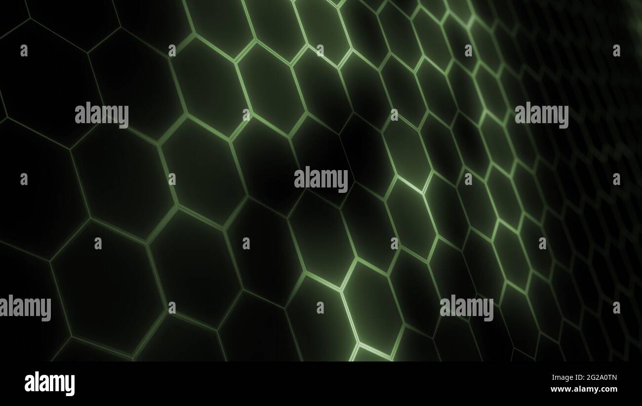 3D rendering of abstract futuristic hexagonal mesh with light effects. Can be used as a ...
