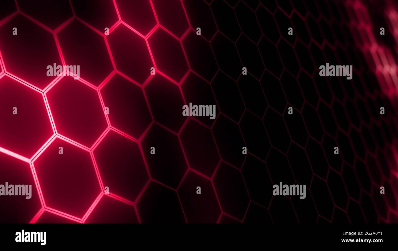 3D rendering of abstract futuristic hexagonal mesh with light effects. Can be used as a ...