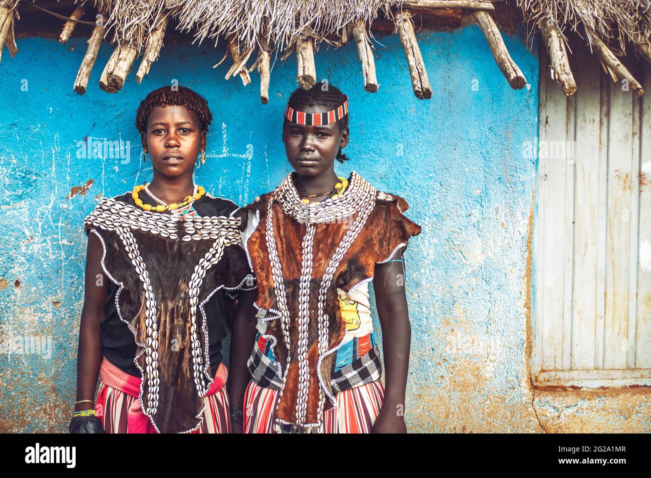 Beautiful women of Banna tribe wearing authentic clothes and ...