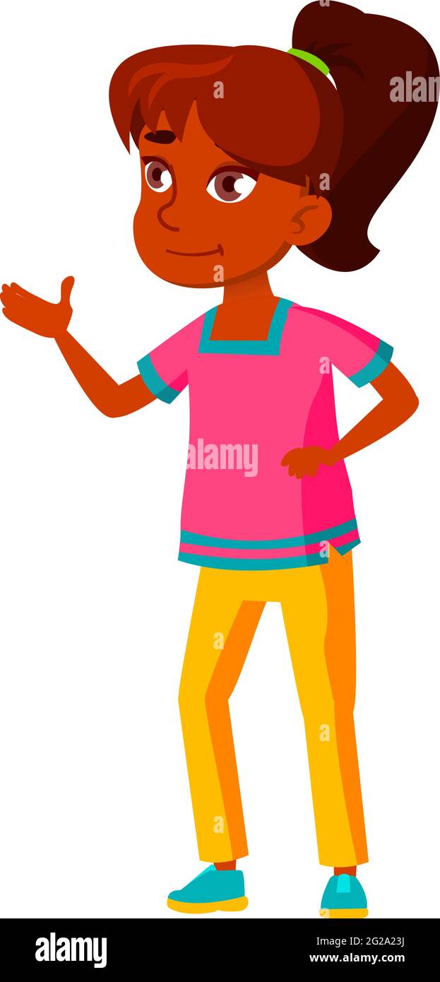 smiling girl showing direction cartoon vector Stock Vector Image & Art ...