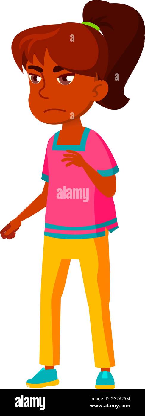 unhappy indian girl child feeling despair cartoon vector Stock Vector ...