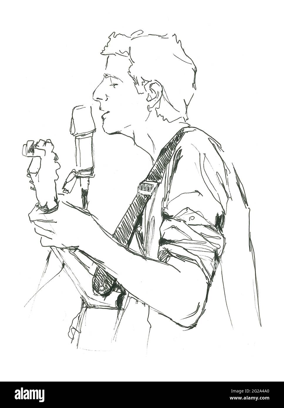 Beautiful watercolor sketch of a singing man over white background ...