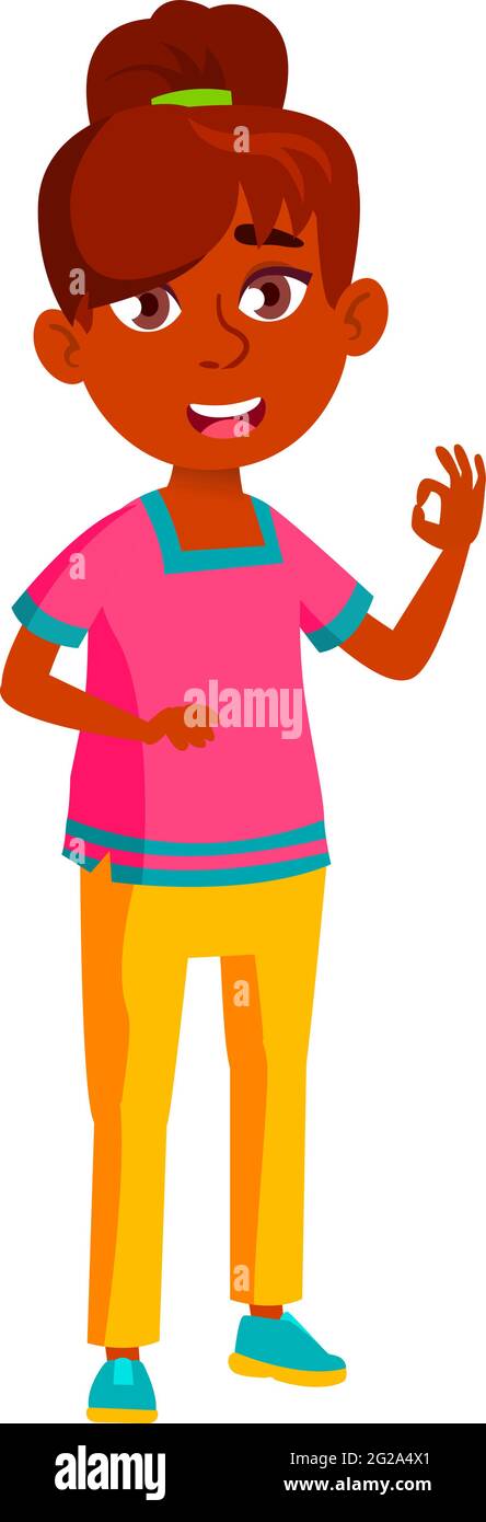 smiling girl teen showing ok gesture cartoon vector Stock Vector Image ...