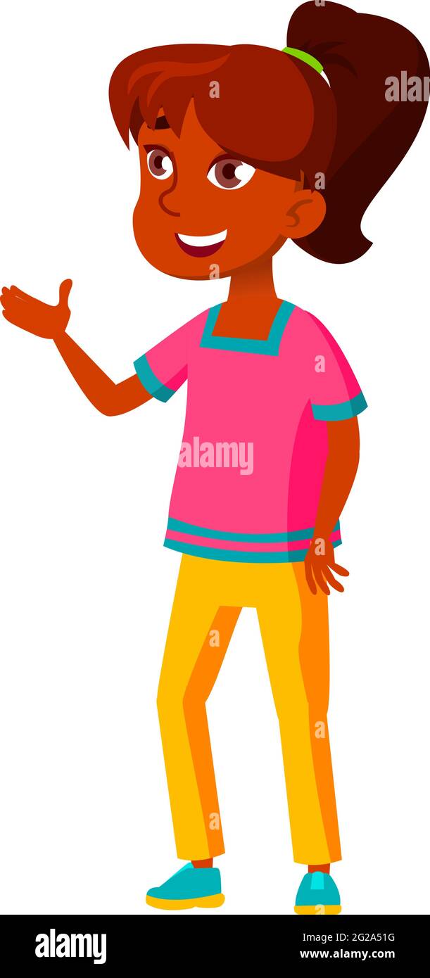 expressive hispanic girl communicate with classmate cartoon vector ...