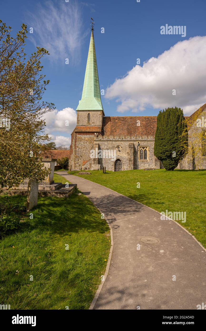 St John the Baptist church Barham Kent, in spring sunshine Stock Photo ...