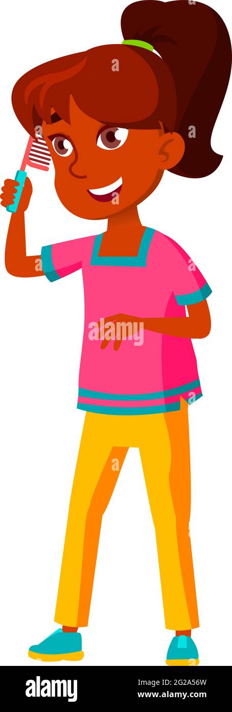 beautiful girl teen combing cartoon vector Stock Vector Image & Art - Alamy