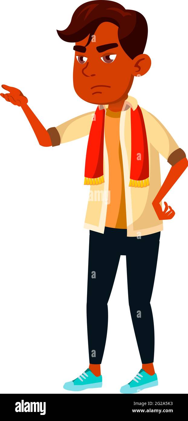 serious boy football fan indignation cartoon vector Stock Vector Image ...