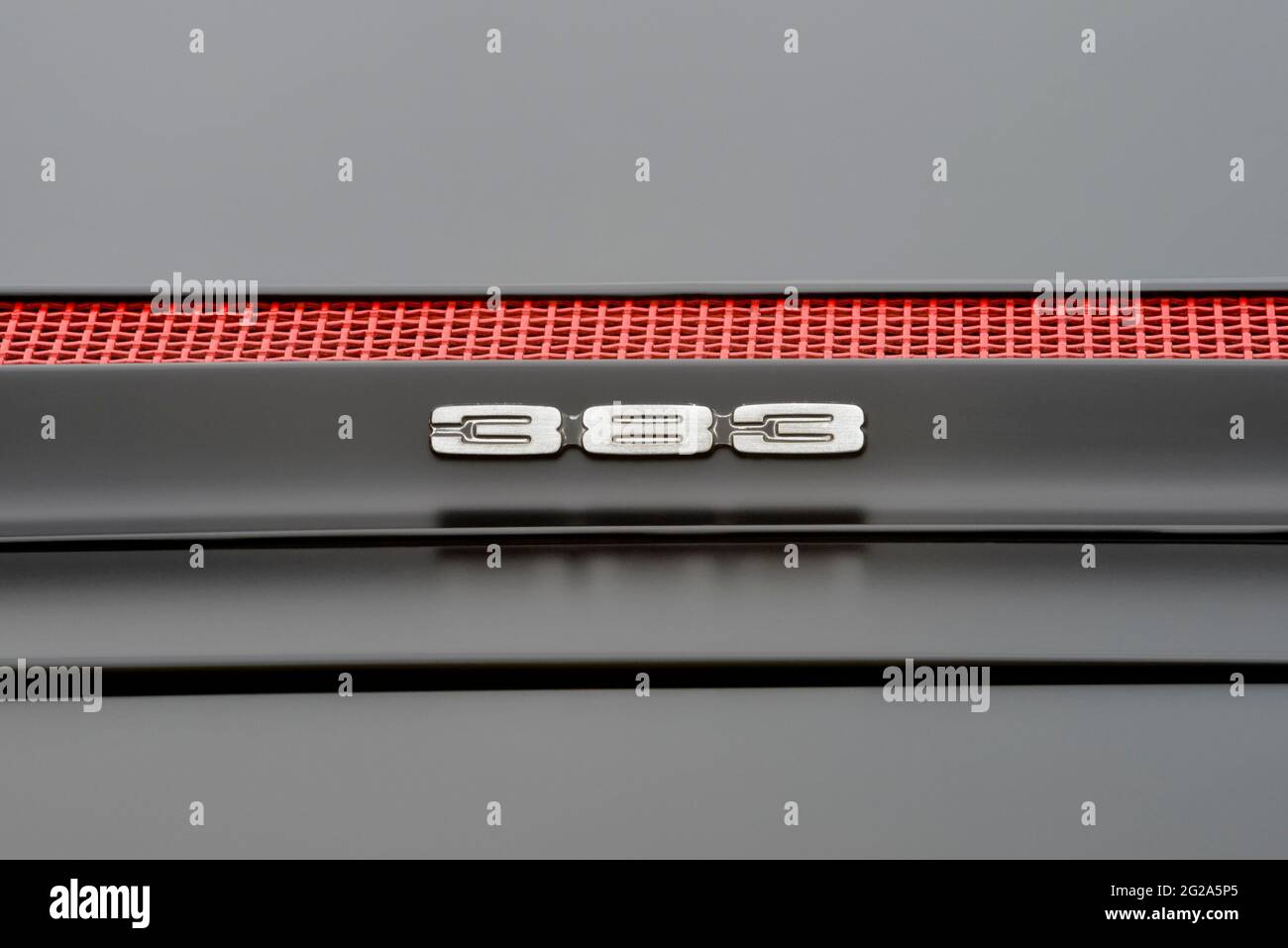 1969 Plymouth Road Runner Sport Coupe 383 hood badge Stock Photo - Alamy