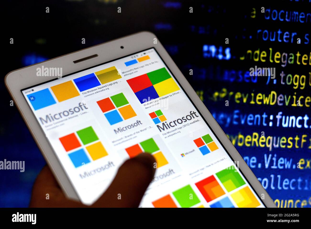 In this photo illustration, Microsoft logos seen displayed on an ...