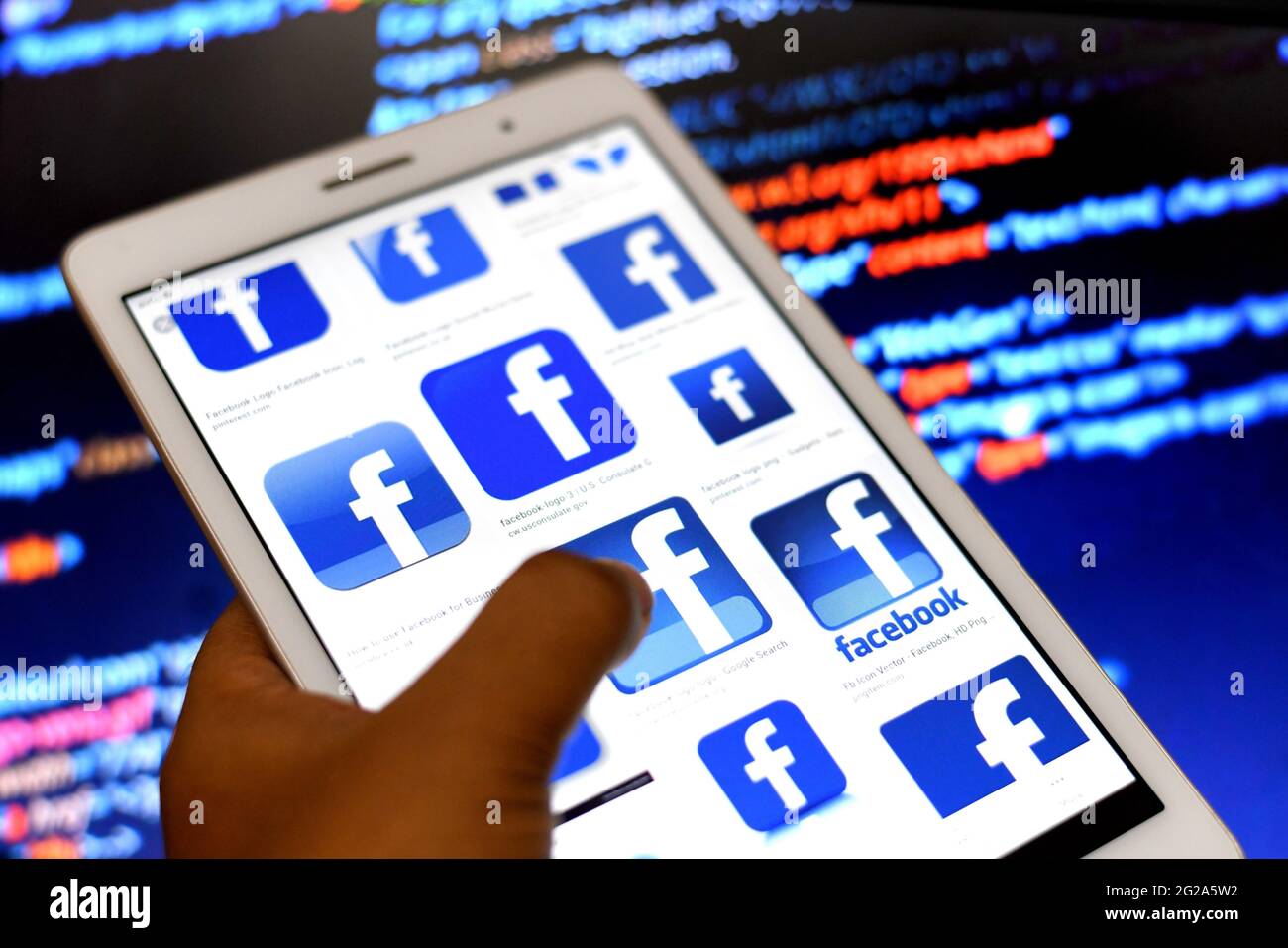 In this photo illustration, Facebook logos seen displayed on an Android ...