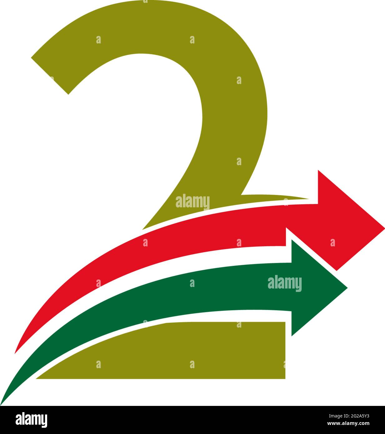 Doubel arrow in front number 2 icon logo design template illustration ...