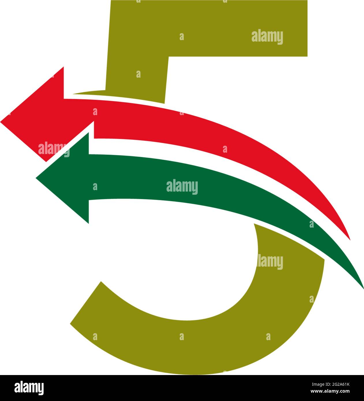 Doubel arrow in front number 5 icon logo design template illustration ...