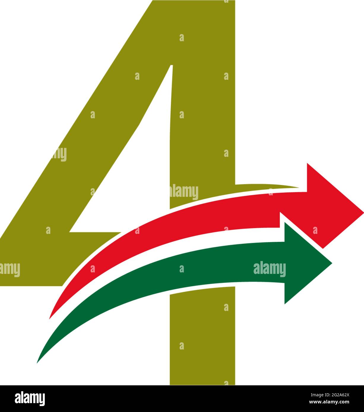 Doubel arrow in front number 4 icon logo design template illustration ...