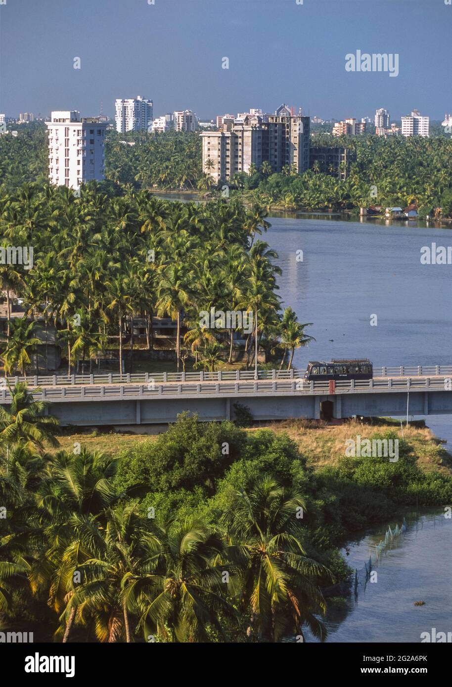 KOCHI, KERALA STATE, INDIA - Bridge and highrise buildings Stock Photo ...