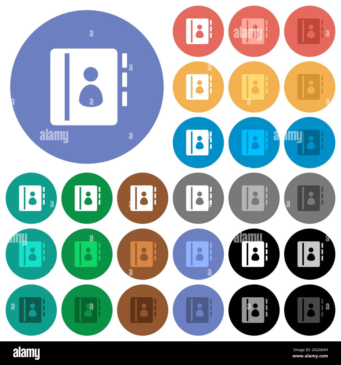 Contacts multi colored flat icons on round backgrounds. Included white ...